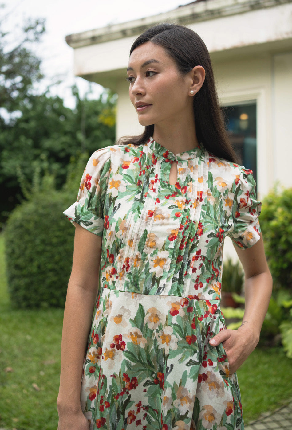 Sunday Postcard Cotton Dress in Garden Green – Lili & Do